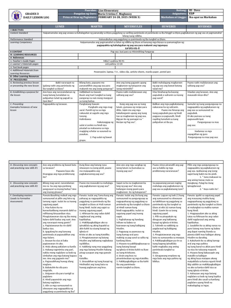 DLL - Esp 3 - Q4 - W3 | PDF