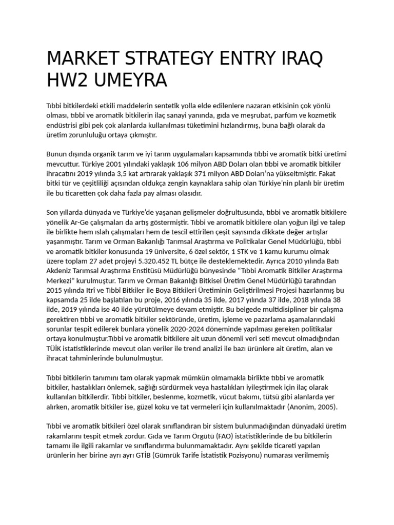 MARKET STRATEGY ENTRY IRAQ HW2 UMEYRA PPT | PDF