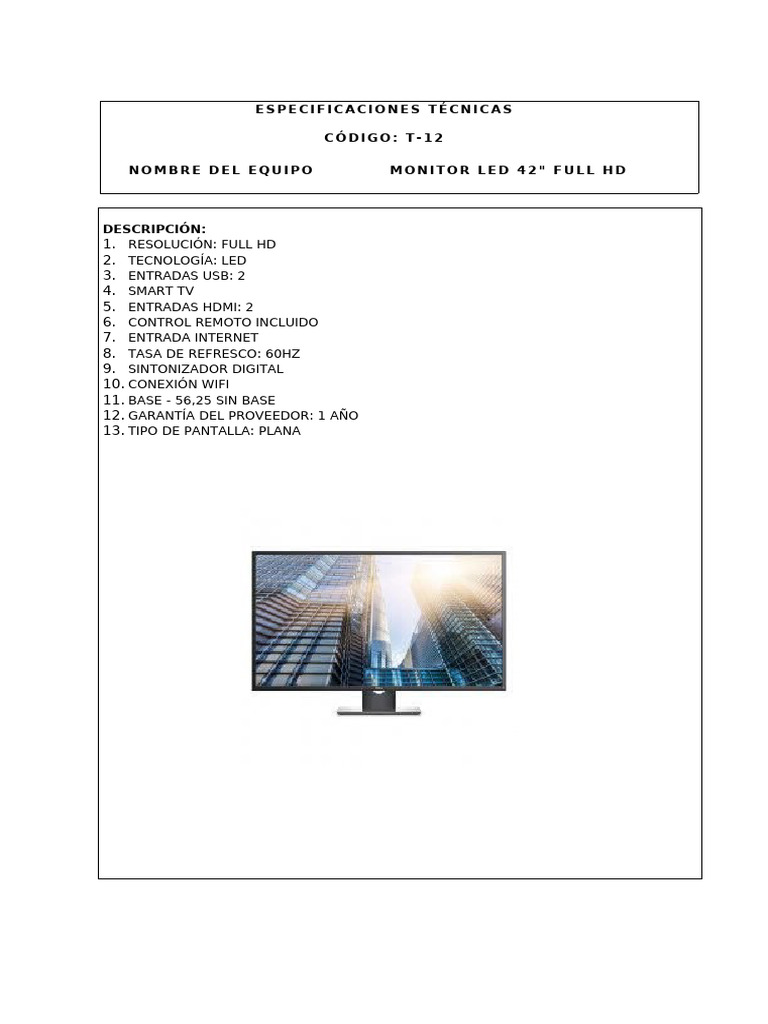 Monitor LED Sony FWD-S42H1 Especificaciones | PDF