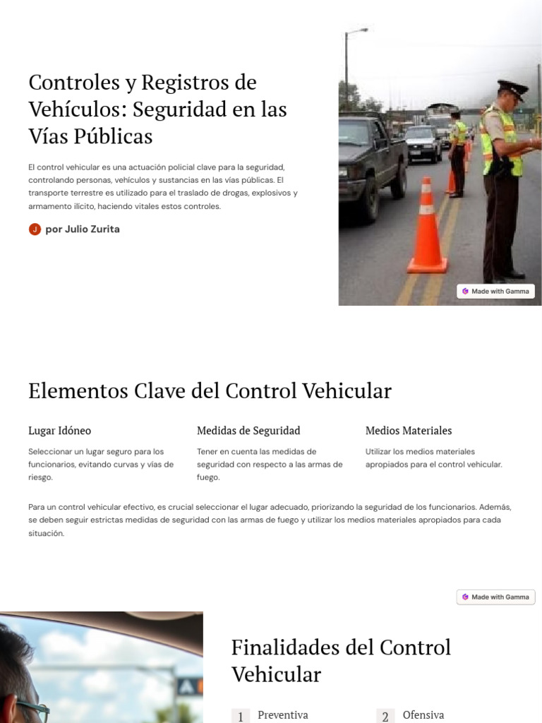 Controles y Registros de Vehiculos Seguridad en Las Vias Publicas | PDF ...
