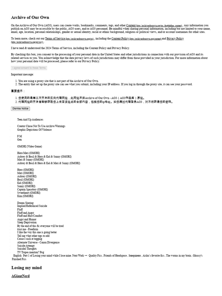 AO3 User Guidelines and Privacy Policy | PDF