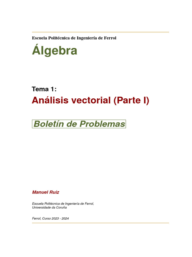 Tema 1 Problemas Con Solución - Álgebra2 | PDF | Integral | Conceptos matemáticos