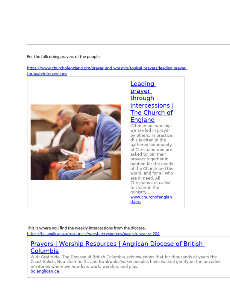 Church Intercession Prayer Guide | PDF | Prayer | Intercession