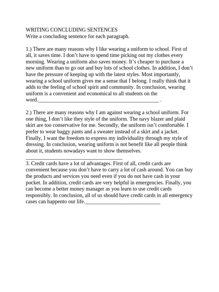 Writing a Concluding Sentence-e-learning | PDF