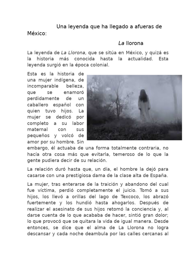 Una Leyenda Que Ha Llegado A Afueras de México: Llorona | PDF