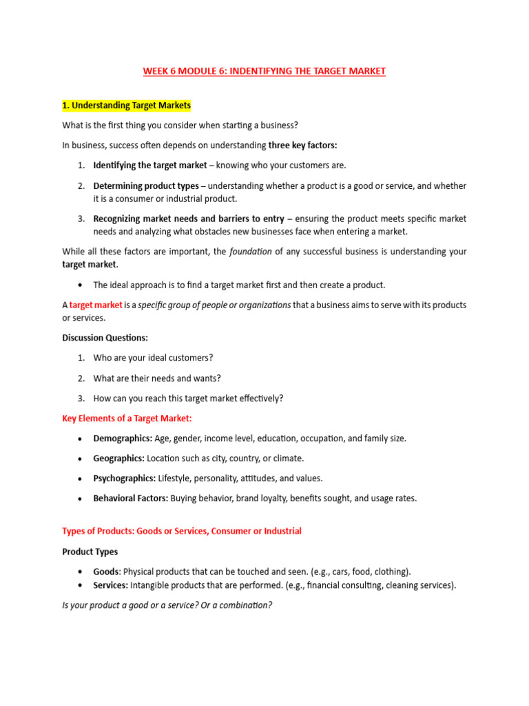 MODULE 6- IDENTIFYING THE TARGET MARKET | PDF | Brand | Behavior