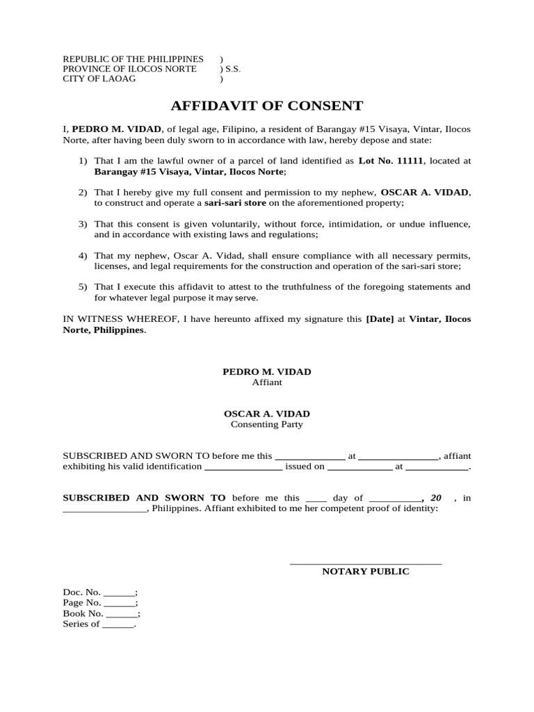Affidavit of Consent | PDF