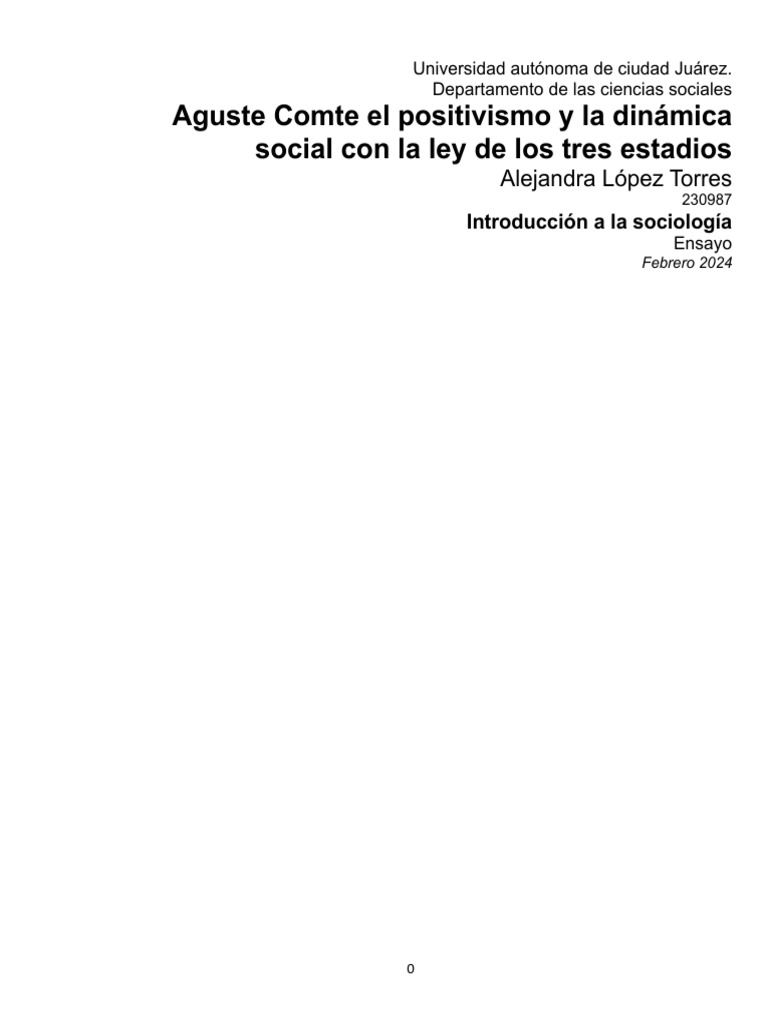 Ensayo Aguste Comte | PDF | Positivismo | Empirismo