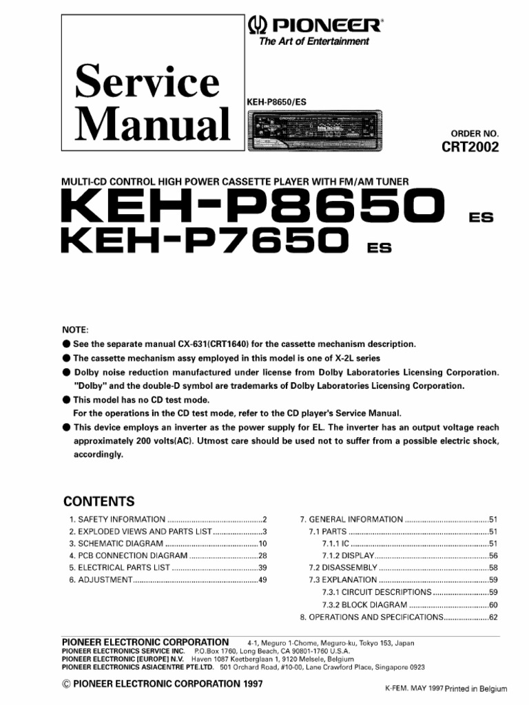Pioneer Keh-p7650 p8650 | PDF