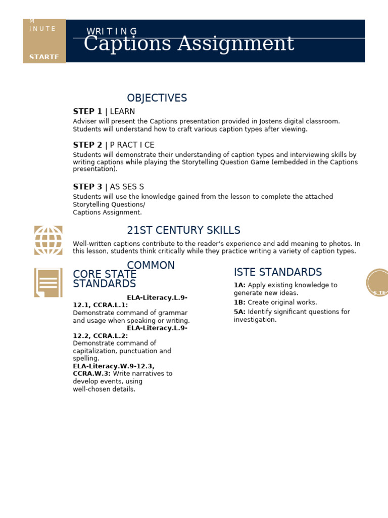 Captions-Assignment | PDF | Storytelling | Learning