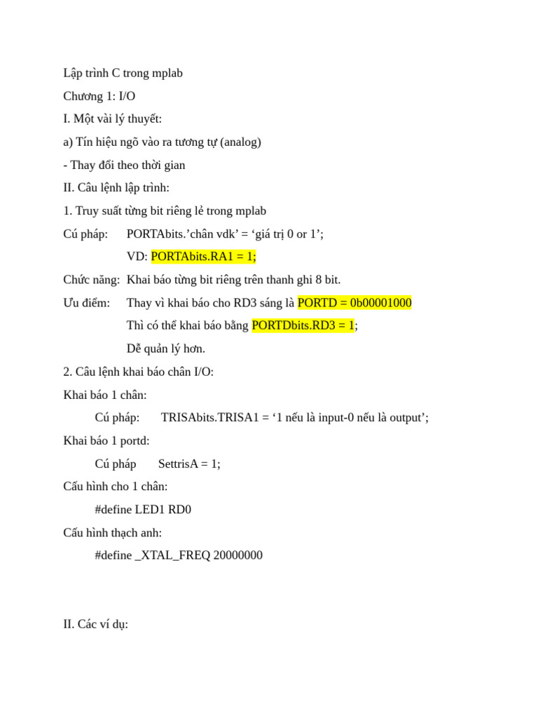 Lập Trình C Trong Mplab | PDF