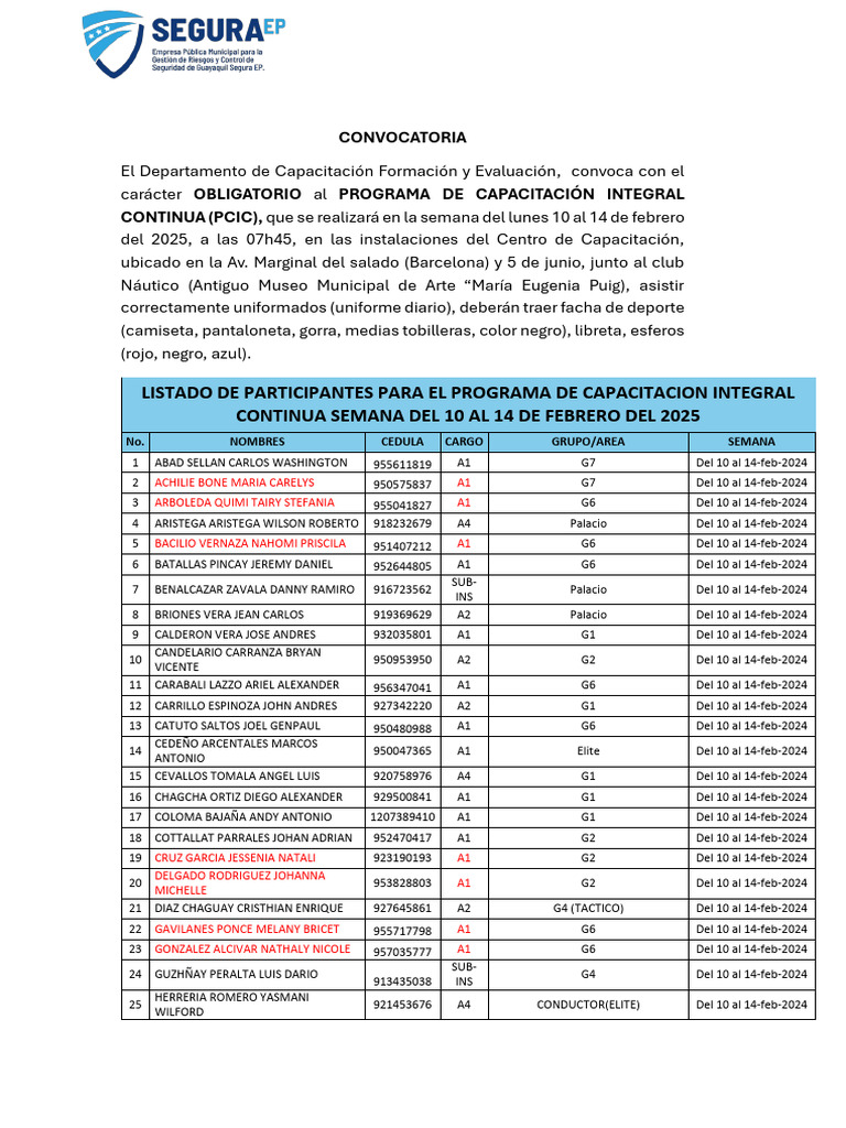 Convocatoria PCIC Febrero 2025 | PDF