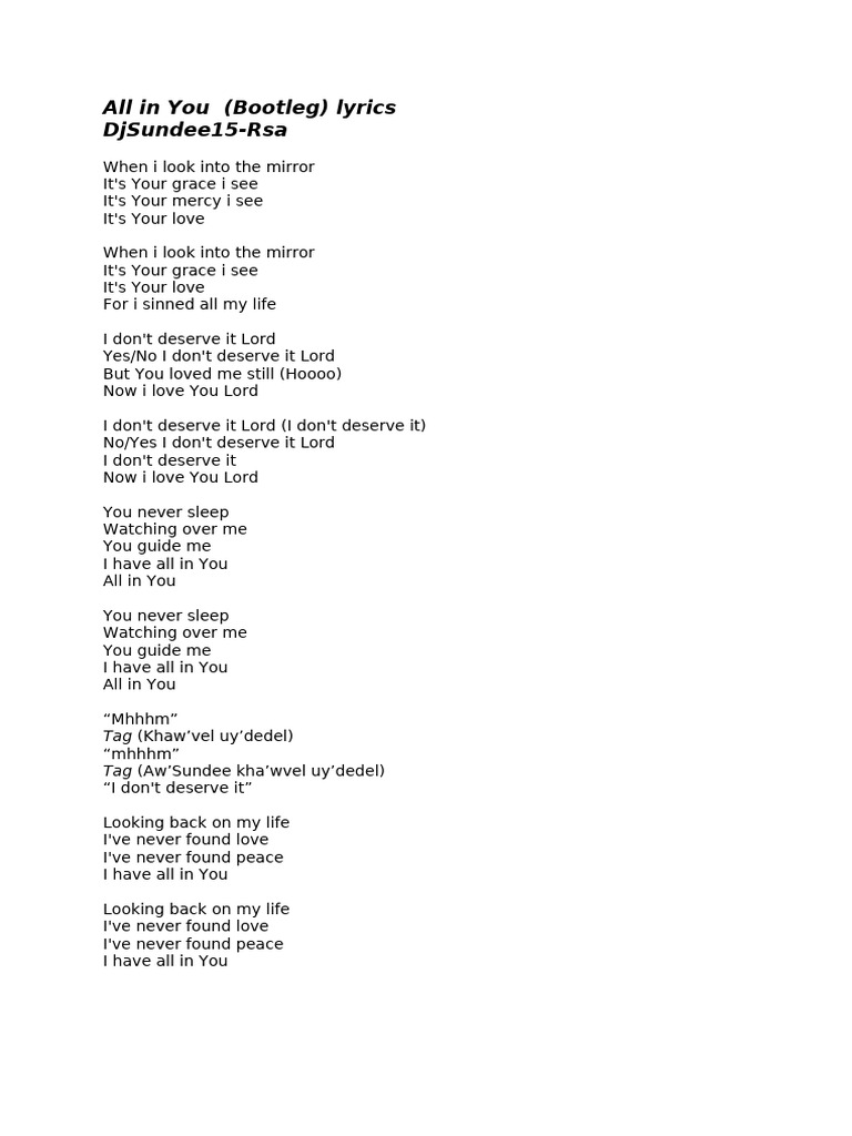 All in You Lyrics Analysis | PDF
