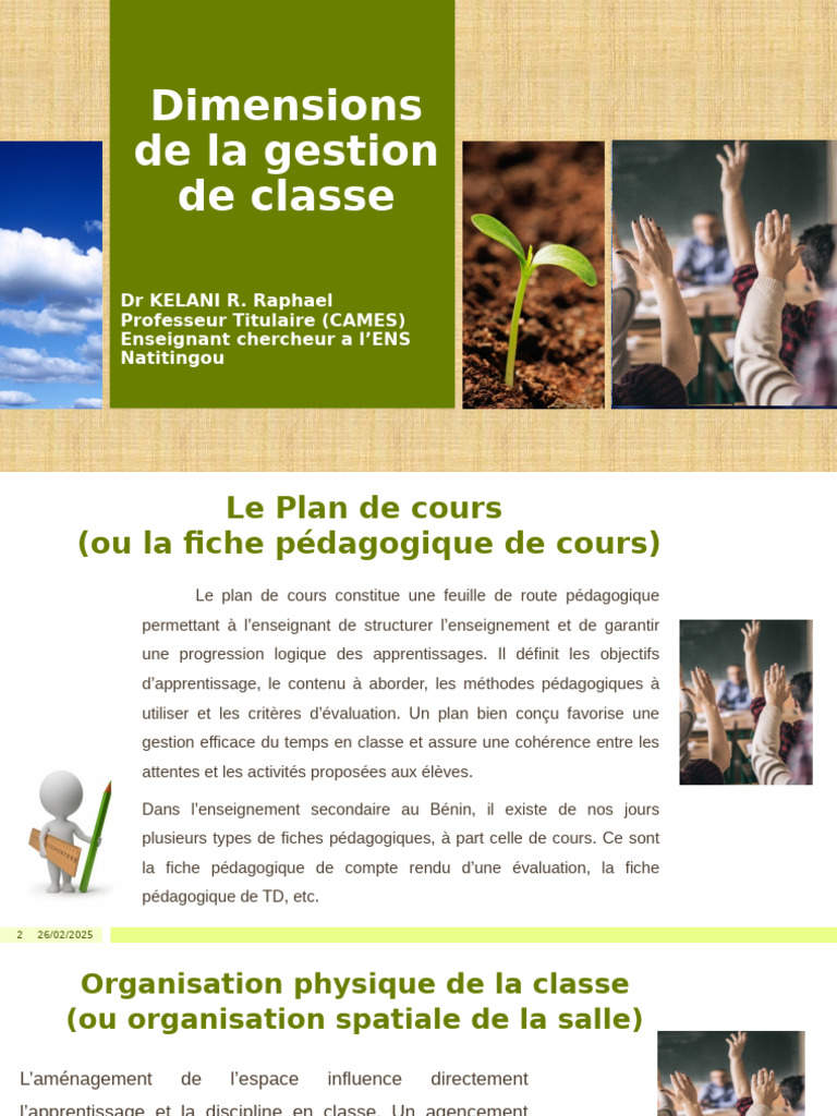Dimensions de la gestion de classe | PDF | Pédagogie | Apprentissage