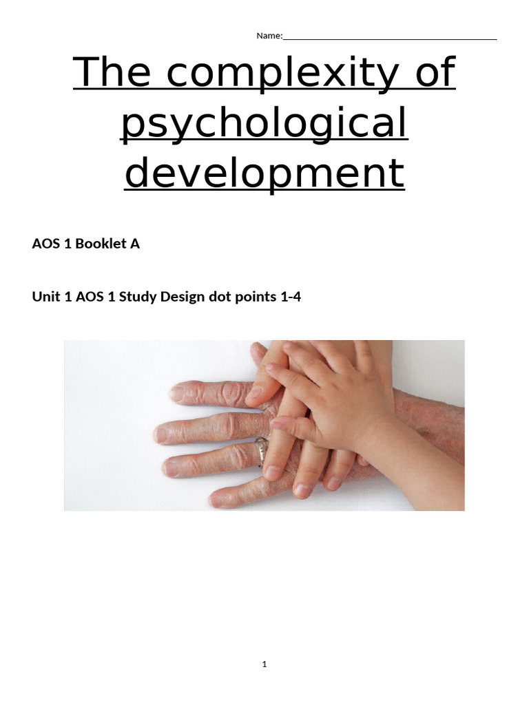 The complexity of psychological development - UNit 1 AOS 1 - Booklet | PDF | Attachment Theory ...