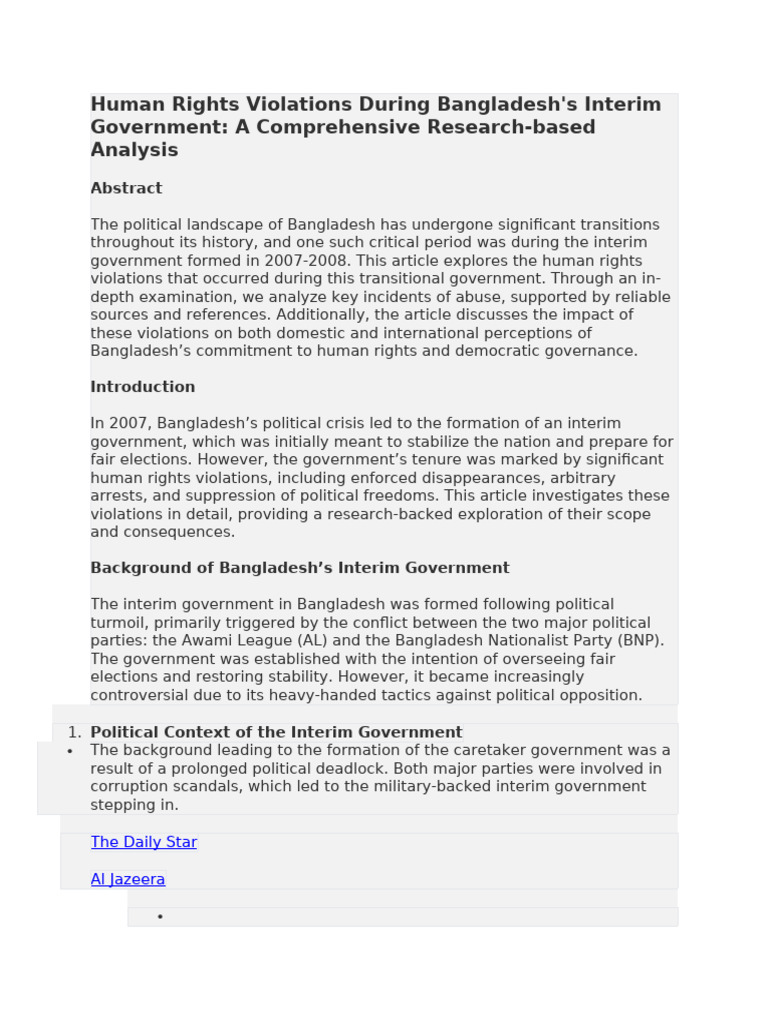 Human Rights Violations During Bangladesh | PDF | Amnesty International ...