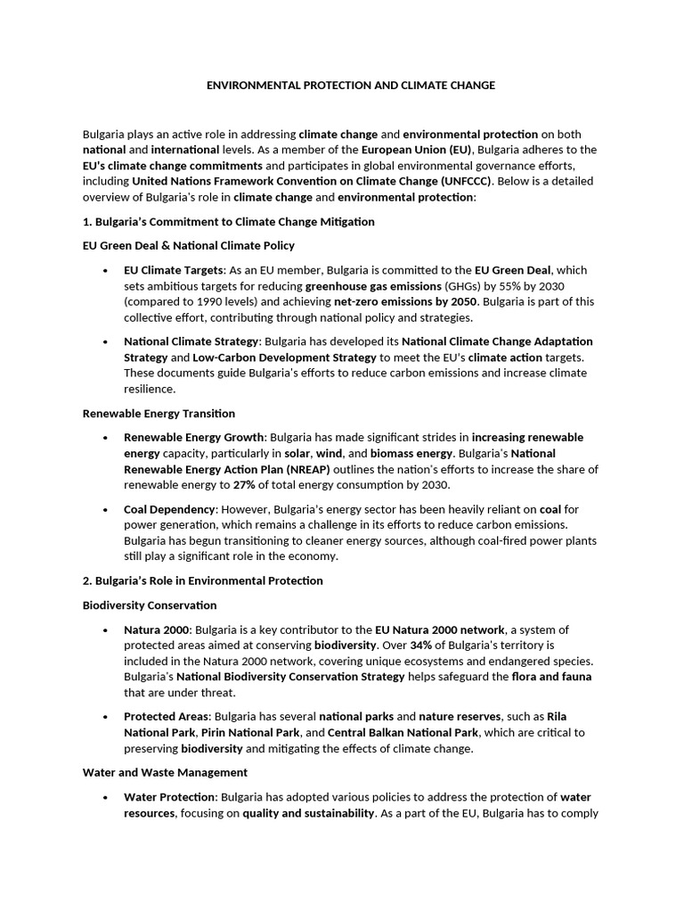 Bulgaria's Climate Action Strategies | PDF | Climate Change Mitigation ...