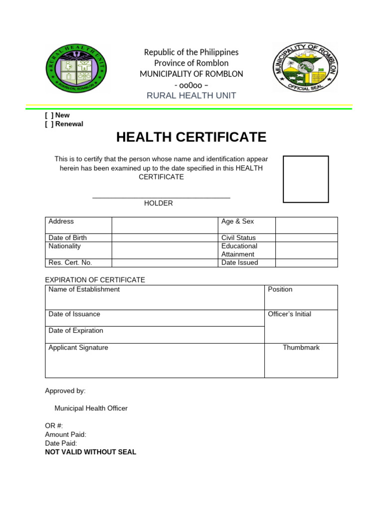 RHU Sanitary Forms | PDF