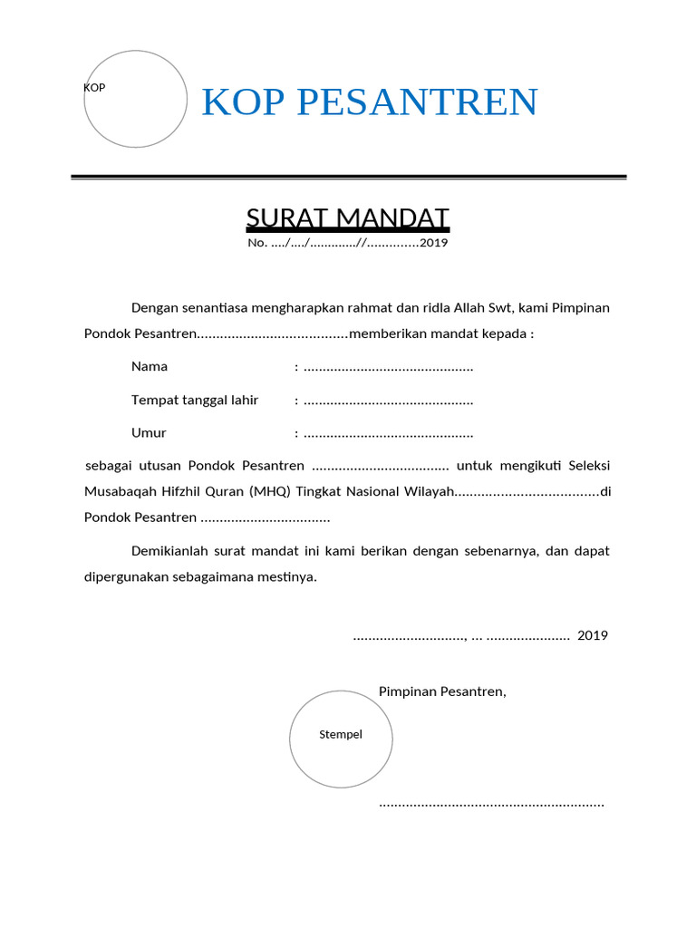 Contoh Surat Mandat | PDF