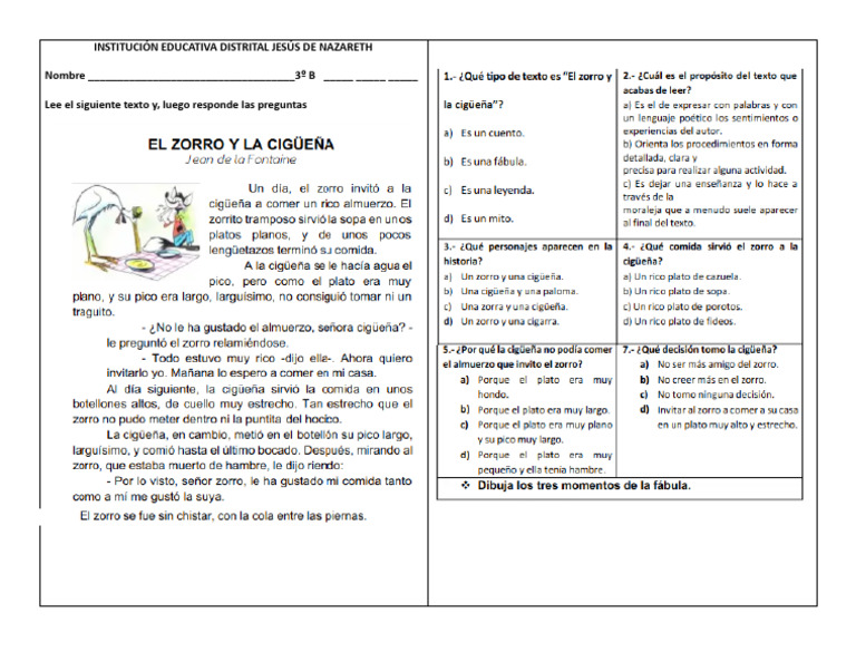 Comprension Lectora 3o B 2025 | PDF