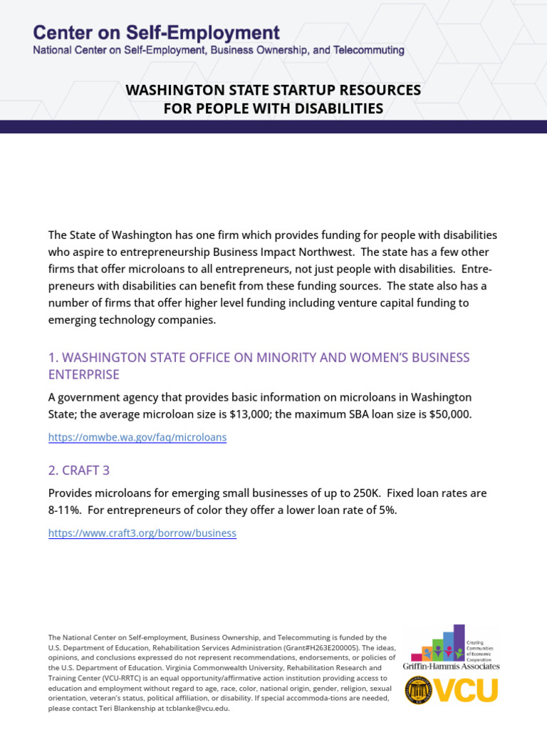 Washington State Startup Resources | PDF | Microcredit | Economies