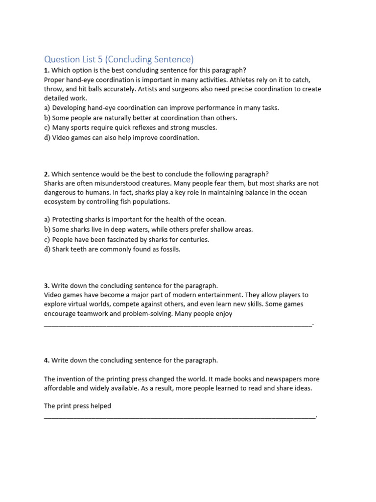 Best Concluding Sentences Guide | PDF