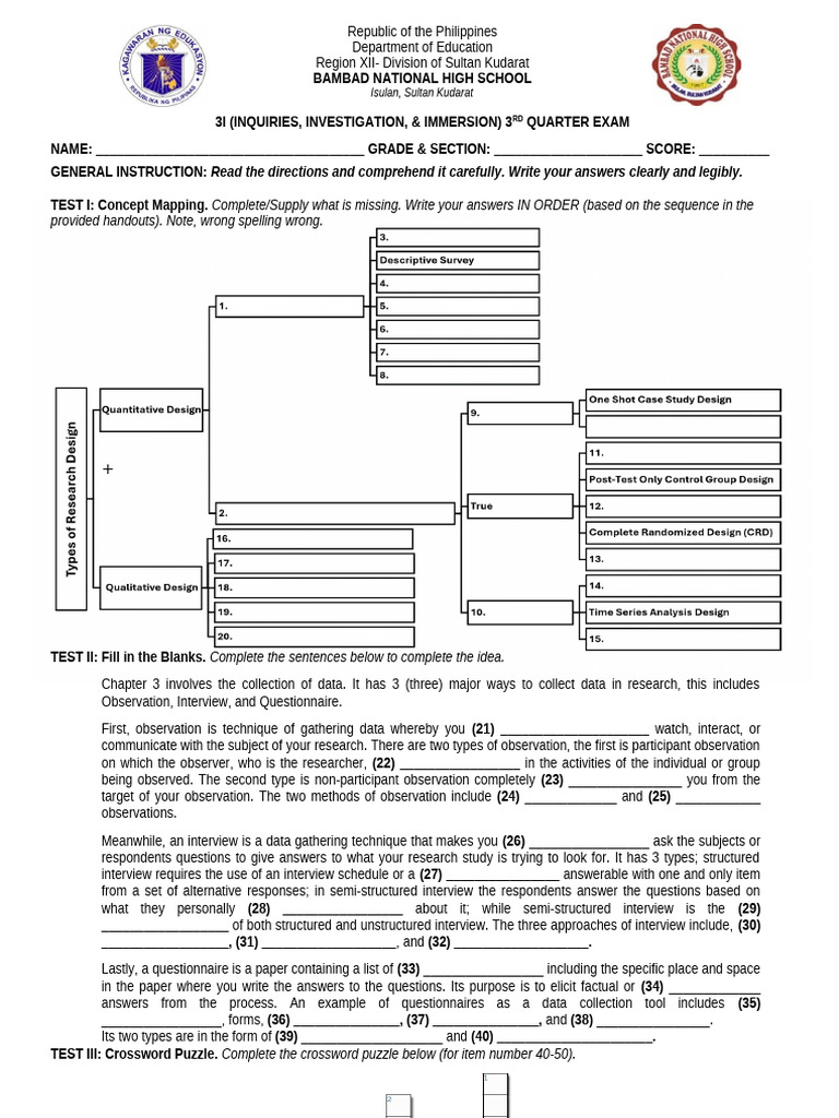 3rd Quarter Exam: Data Collection Methods | PDF | Questionnaire | Cognition