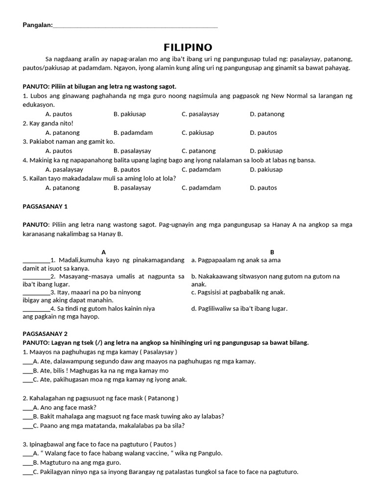 Filipino Module 1 | PDF