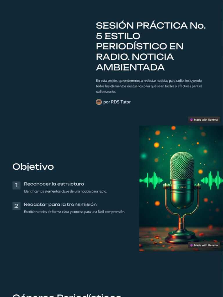 PPT PRACTICA 3 - ESTILO-PERIODISTICO-EN-RADIO-NOTICIA-AMBIENTADA | PDF