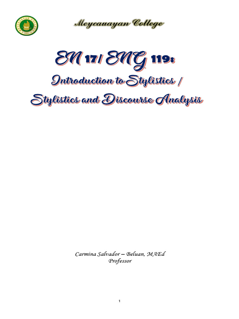 Introduction to Stylistics Course Overview | PDF | Linguistics | Semantics
