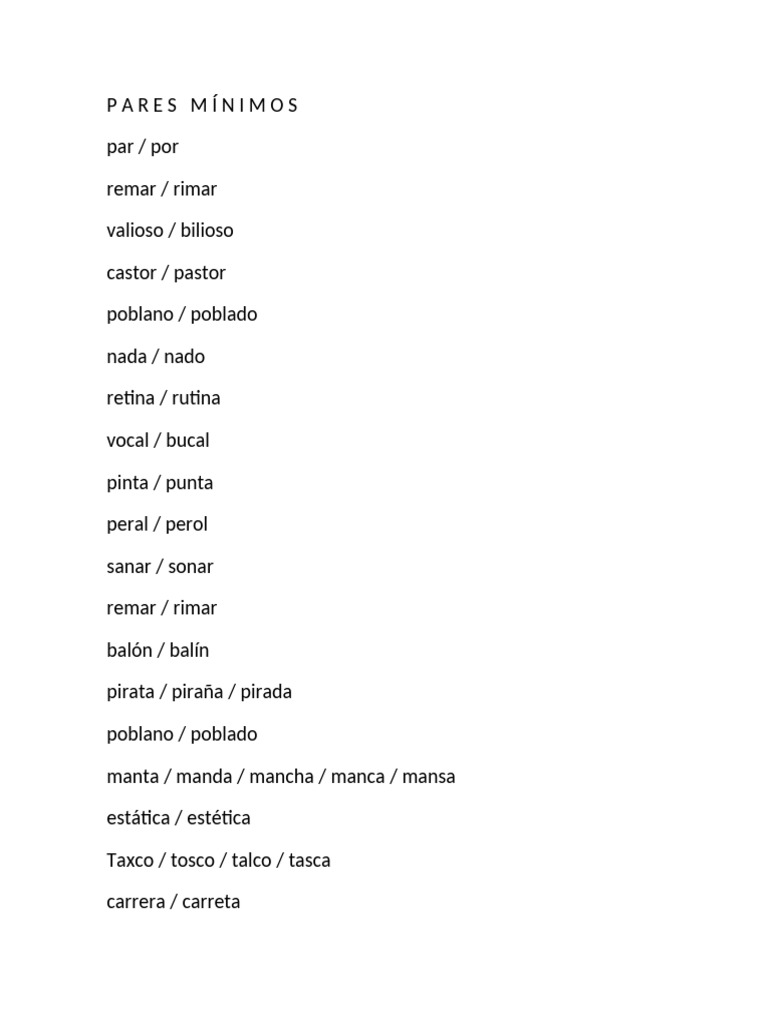 Fonología - Pares Mínimos | PDF
