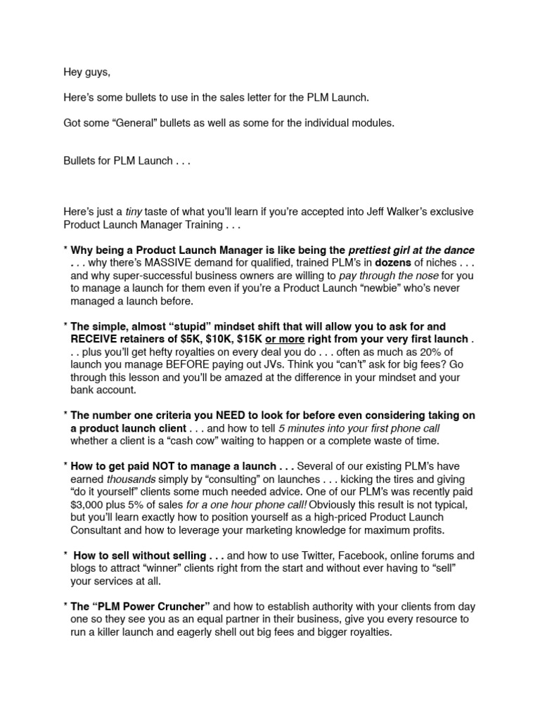 Bullets for PLM | PDF