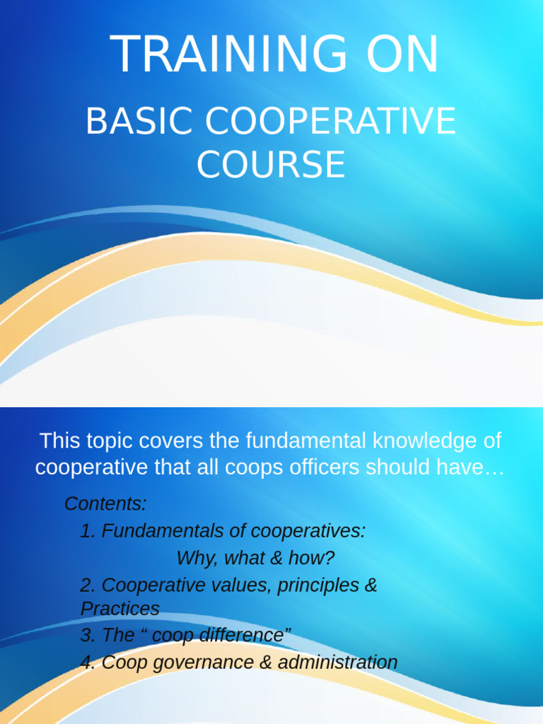 Basic Cooperative Course | PDF | Cooperative | Partnership