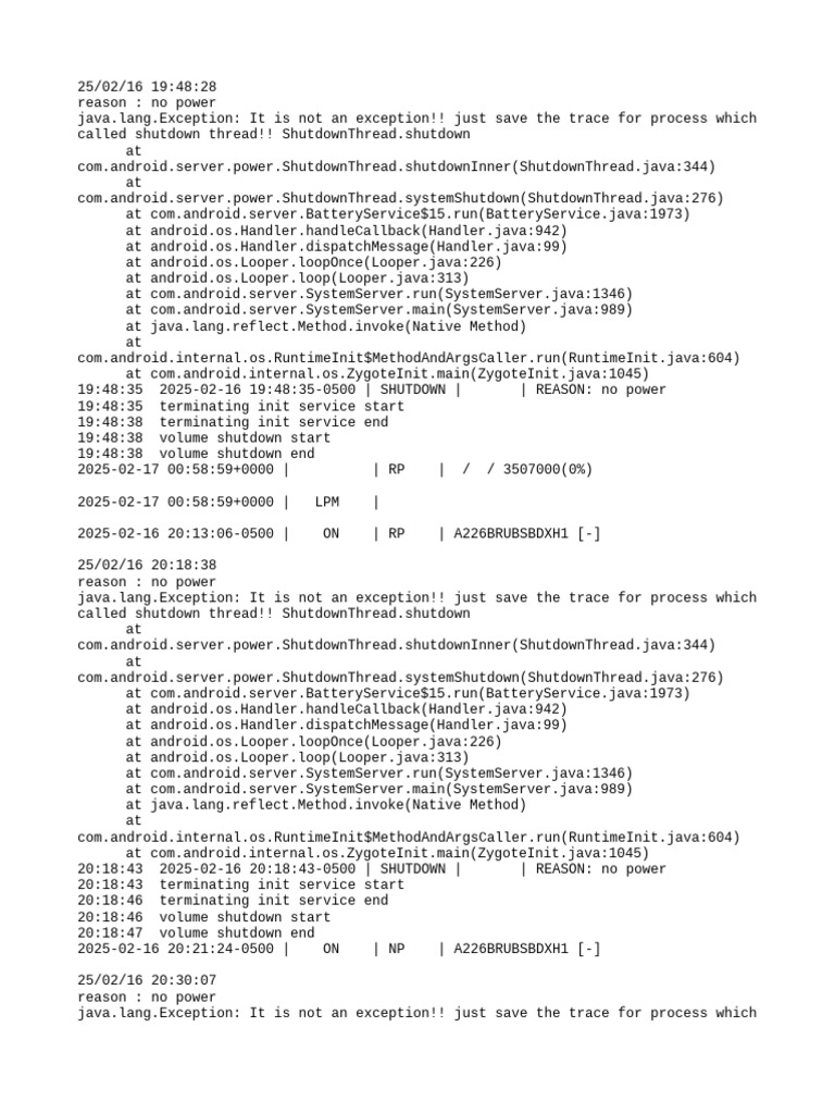 Android Shutdown Log: No Power Issues | PDF | Java (Programming Language) | Object Oriented ...