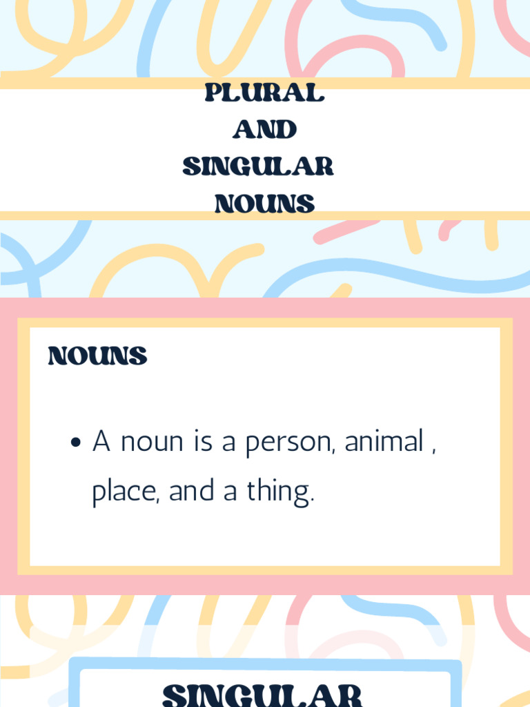 Plural Nouns Review Game Presentation in Blue Yellow Pink Playful Style ...