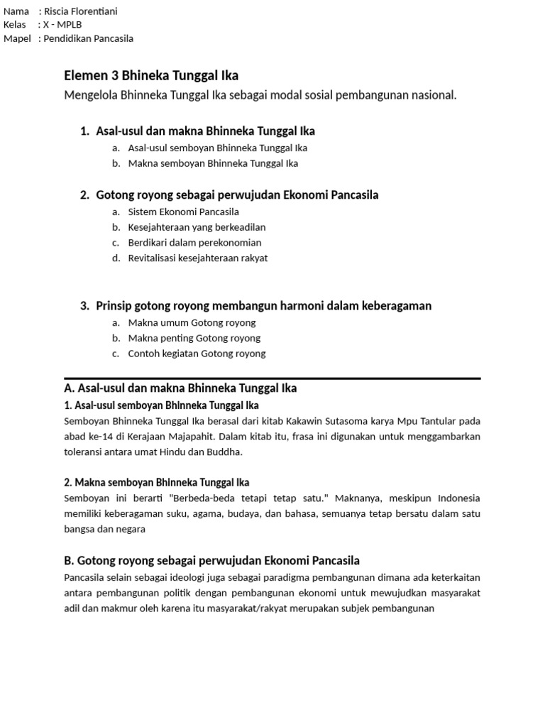 Elemen 3 Bhineka Tunggal Ika | PDF