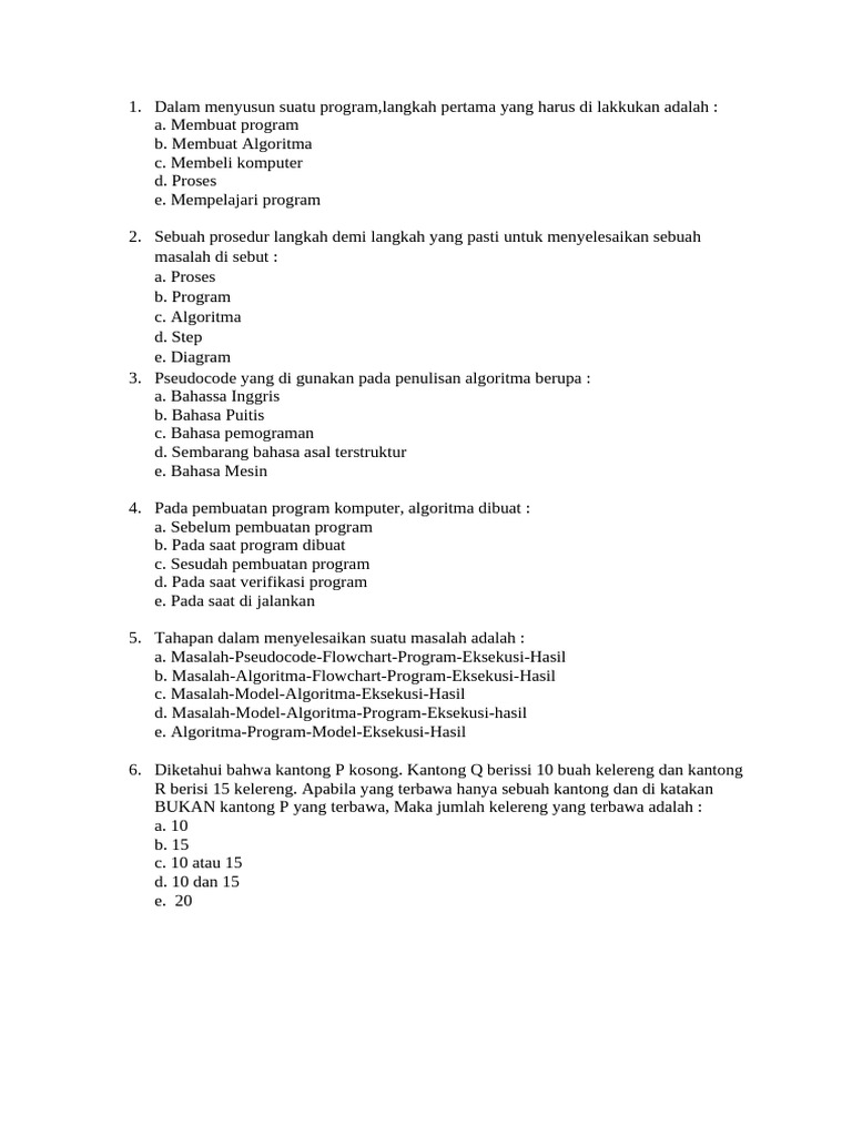 Soal Pemrograman dan Komputer | PDF