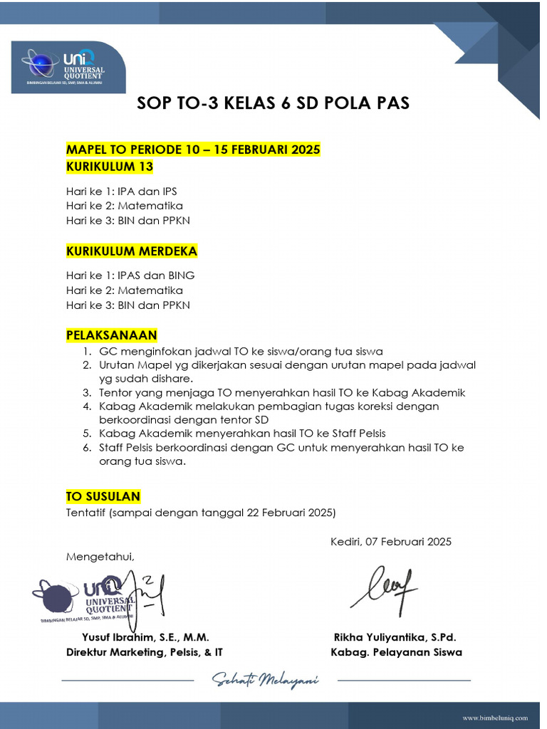 Sop to 3 Kelas 6 Pola Pas | PDF