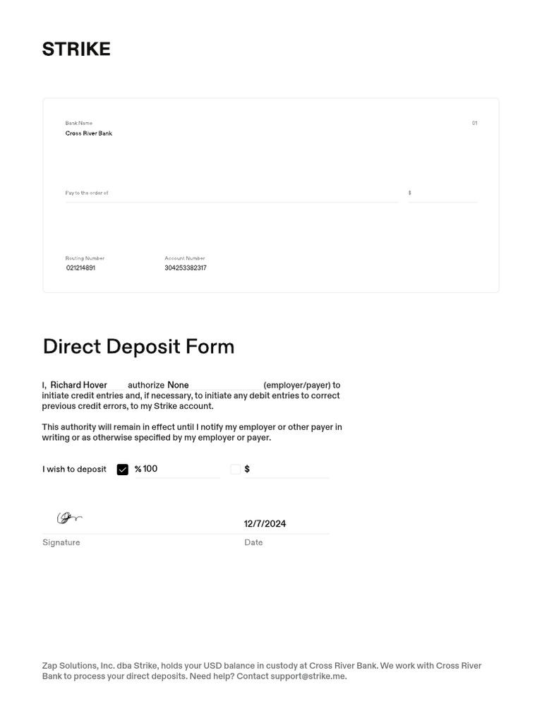 Direct Deposit Authorization Form | PDF