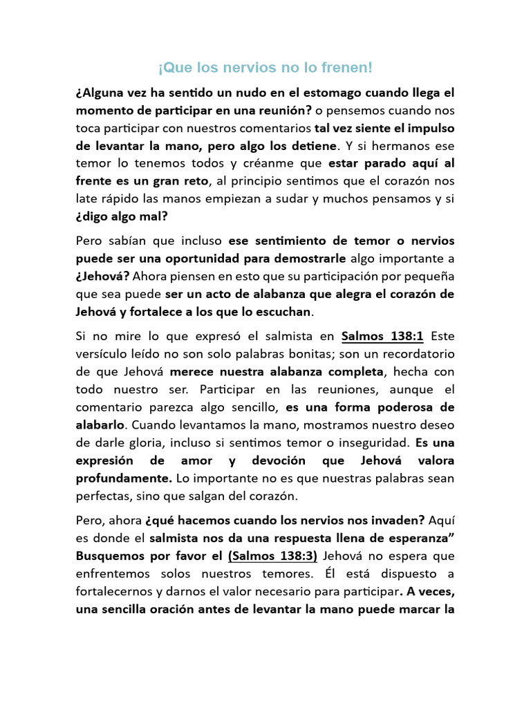 Que Los Nervios No Nos Venzan | PDF | Salmos | Amor