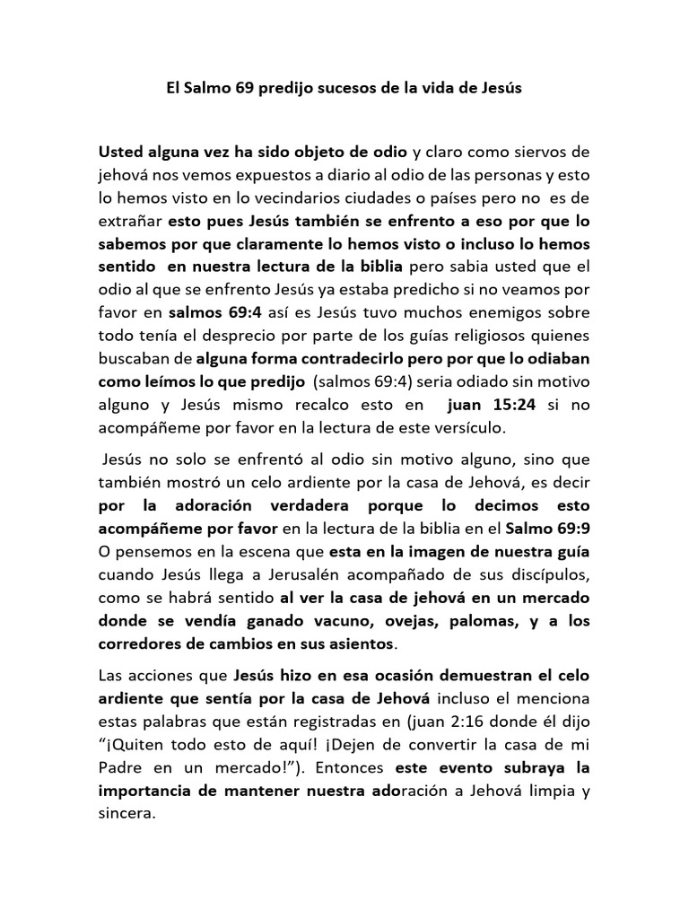 El Salmos 69 Predijo Sobre La Vida de Jesus | PDF | Jesús | Salmos