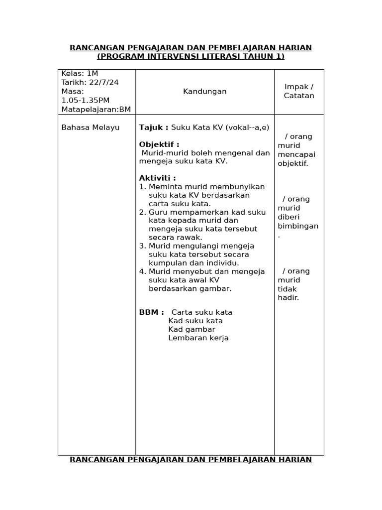 RPH M3 (22 Hingga 26.7.24) | PDF