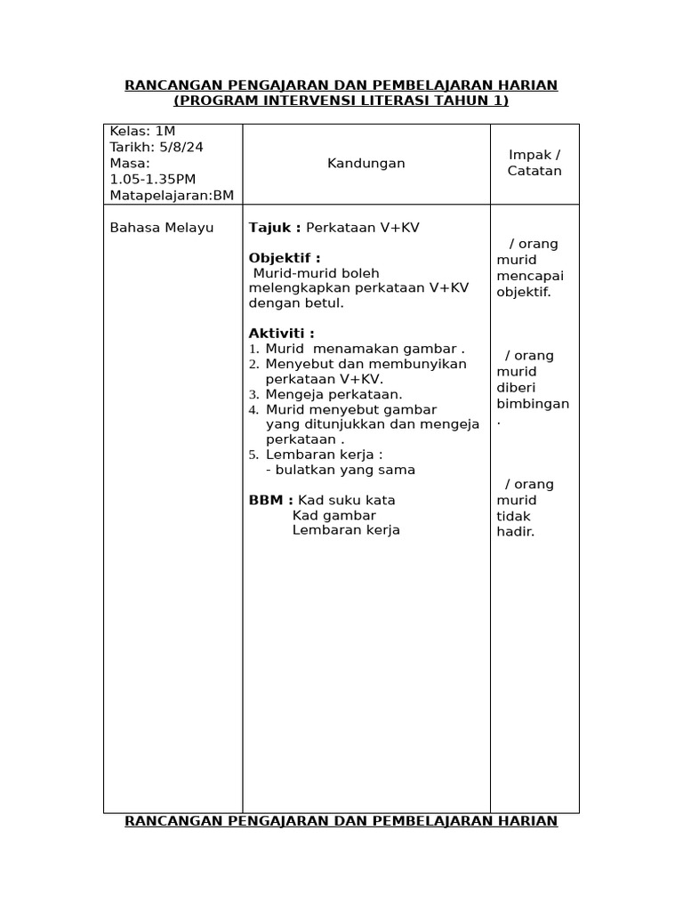 RPH M5 (5 Hingga 9.8.24) | PDF