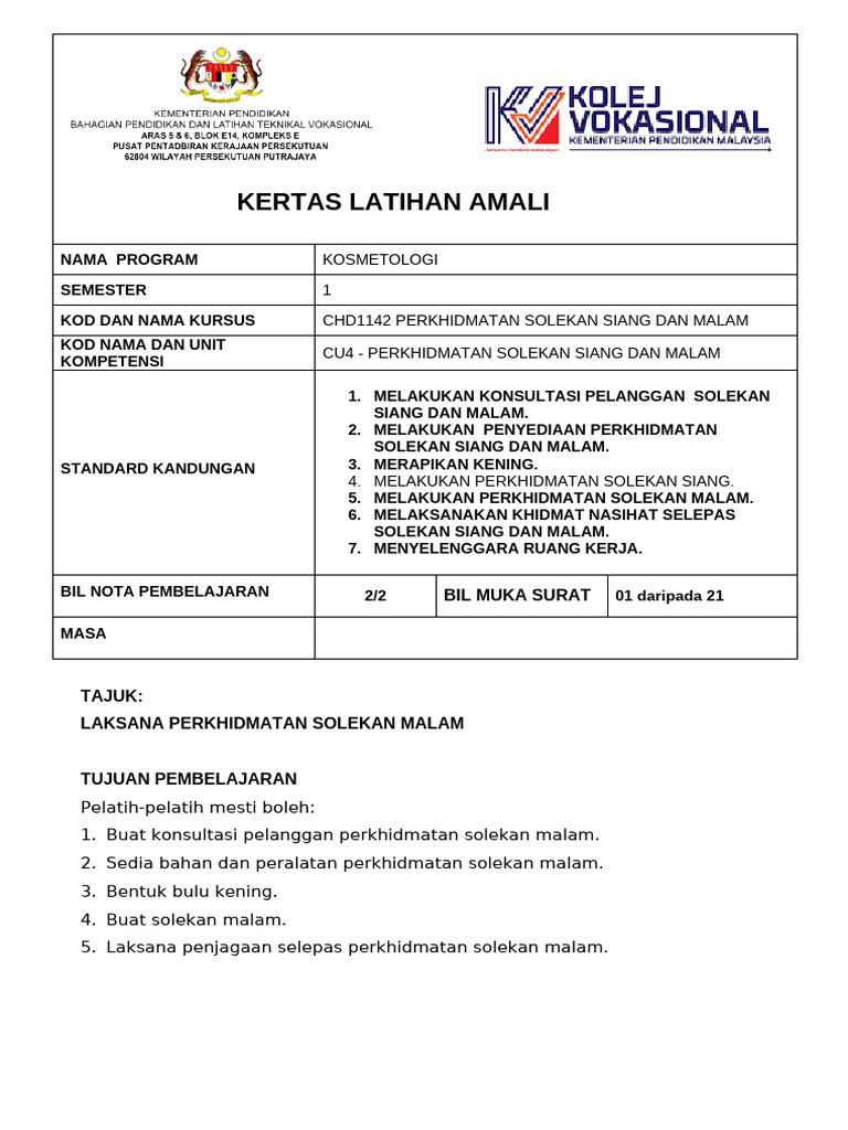 KERTAS LATIHAN AMALI (2-2) (1) | PDF