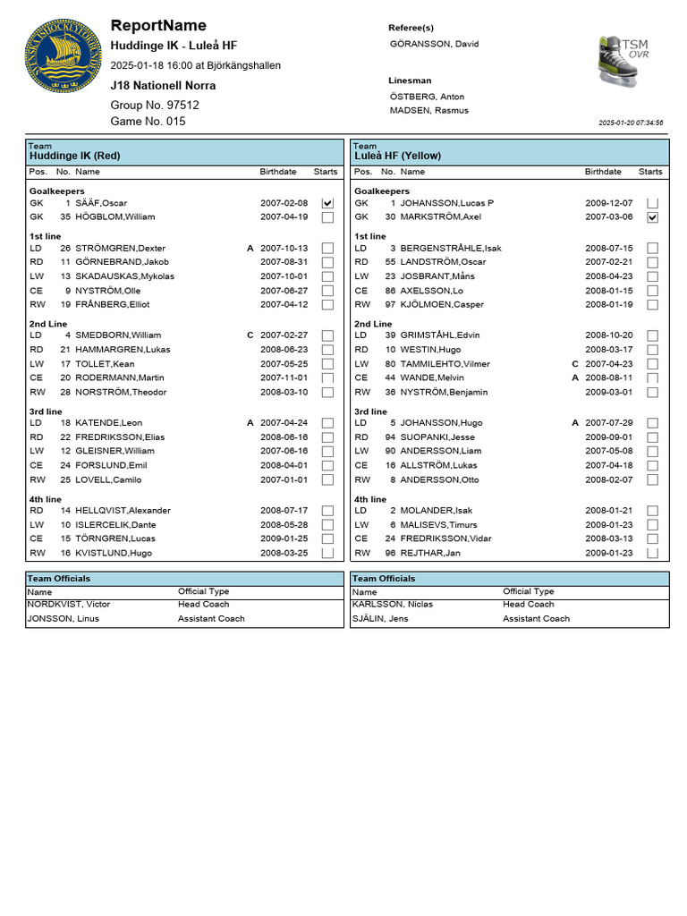 Official Team Roster | PDF