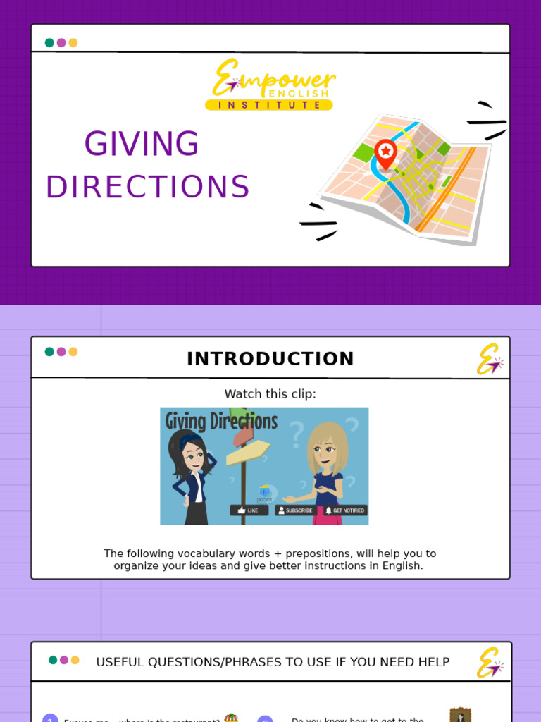 Essential English Directions Vocabulary | PDF | Road Transport | Road ...