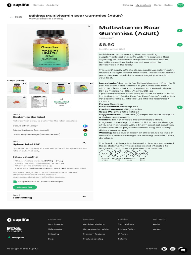 My Products Multivitamin Bear Gummies (Adult) Supliful | PDF | Dietary ...
