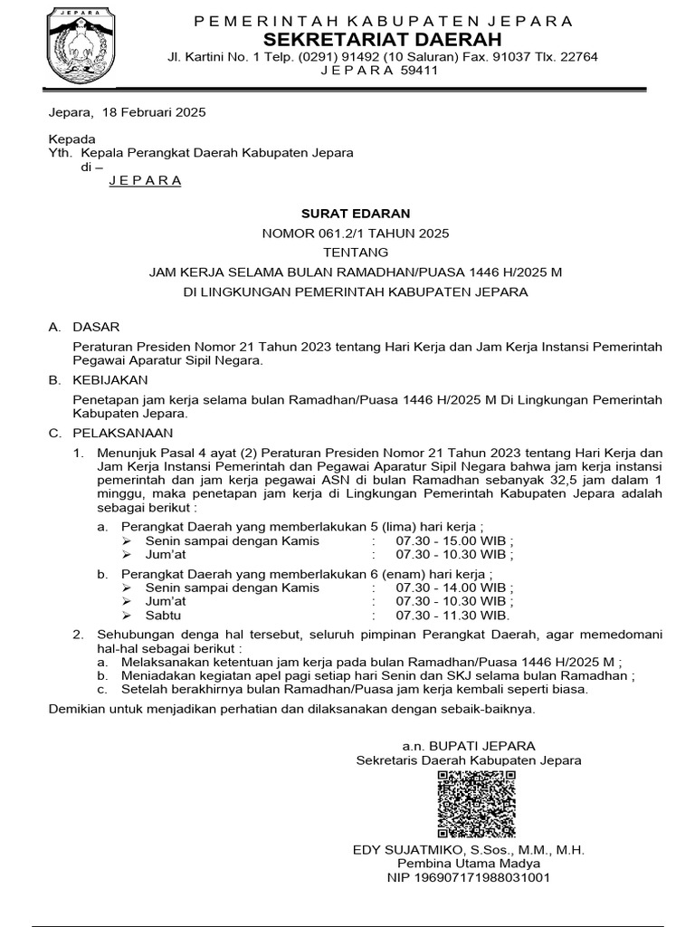 EdArAN Jam Kerja Ramadhan 2025 | PDF