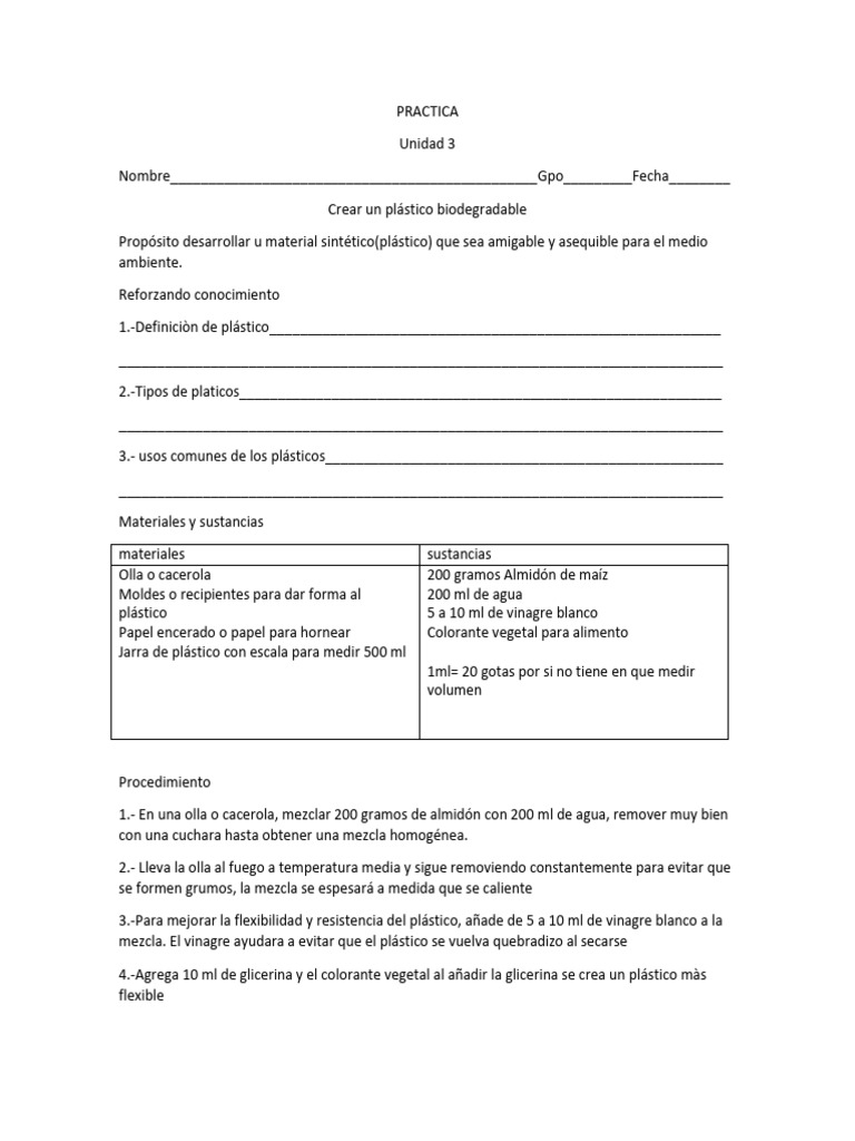 La Materia Practica | PDF | El plastico | Papel