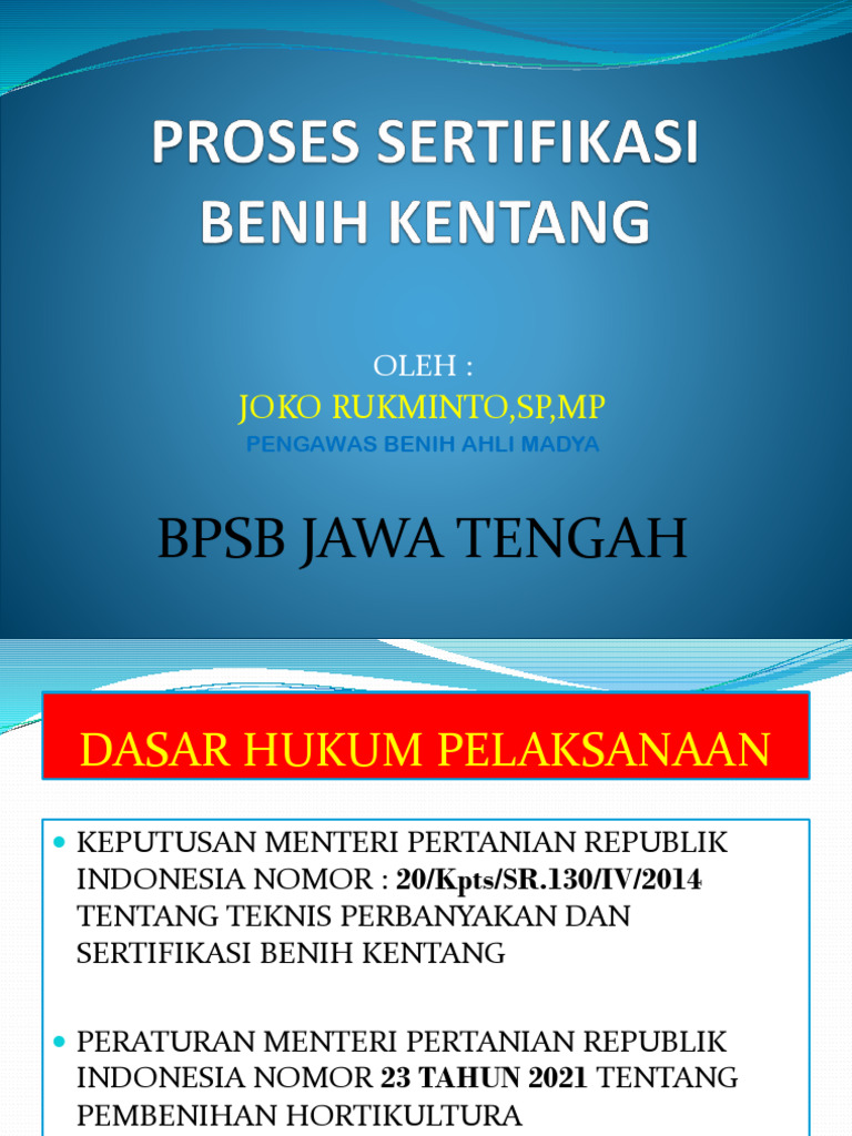 Proses Sertifikasi Benih Kentang | PDF